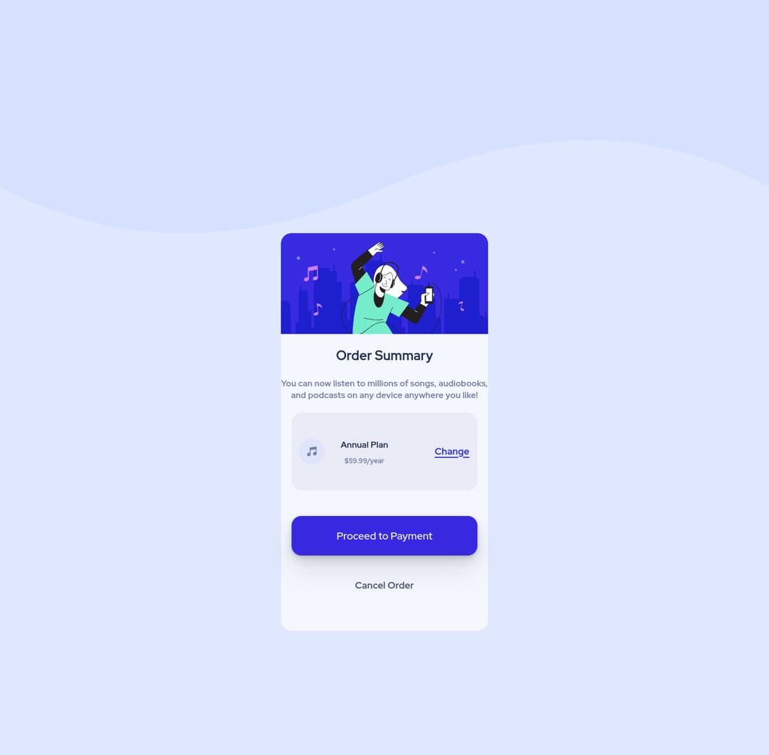 Frontend Mentor | Order Summary Component using CSS Grid and Flex coding challenge solution