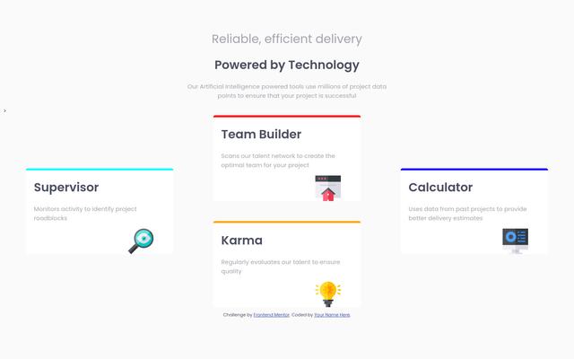 Frontend Mentor | Four card feature section with css flexbox coding challenge solution
