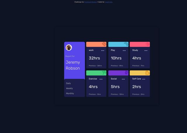 Frontend Mentor | my_time_tracking_dashboard_main solution coding challenge solution