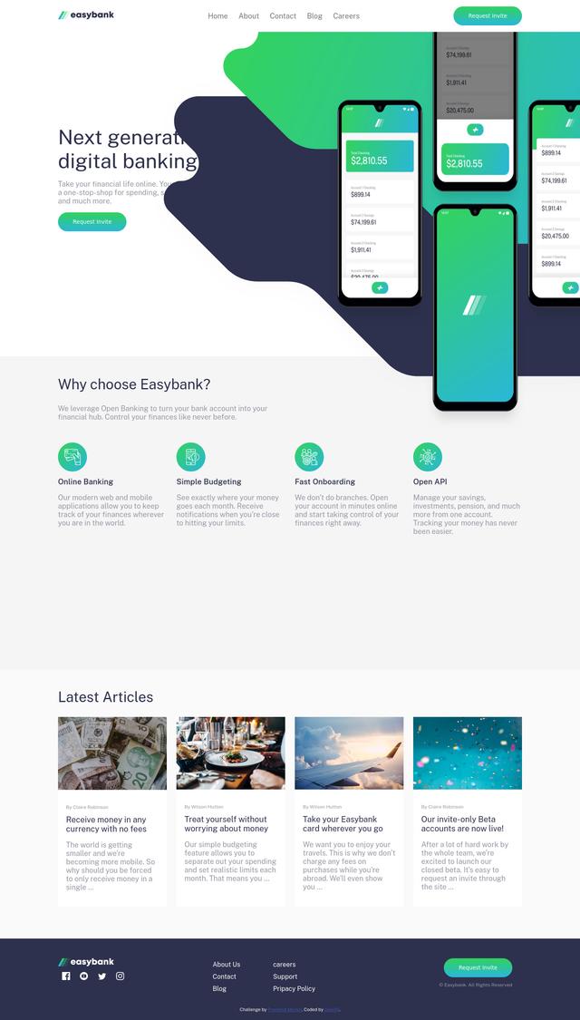 Frontend Mentor | easybank landing page coding challenge solution