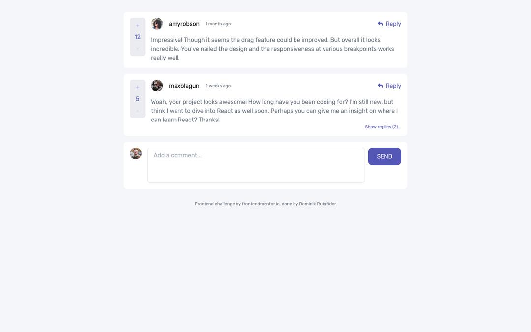 Frontend Mentor | Interactive comments section – Next.js, Tailwind CSS & CSS animations coding ...
