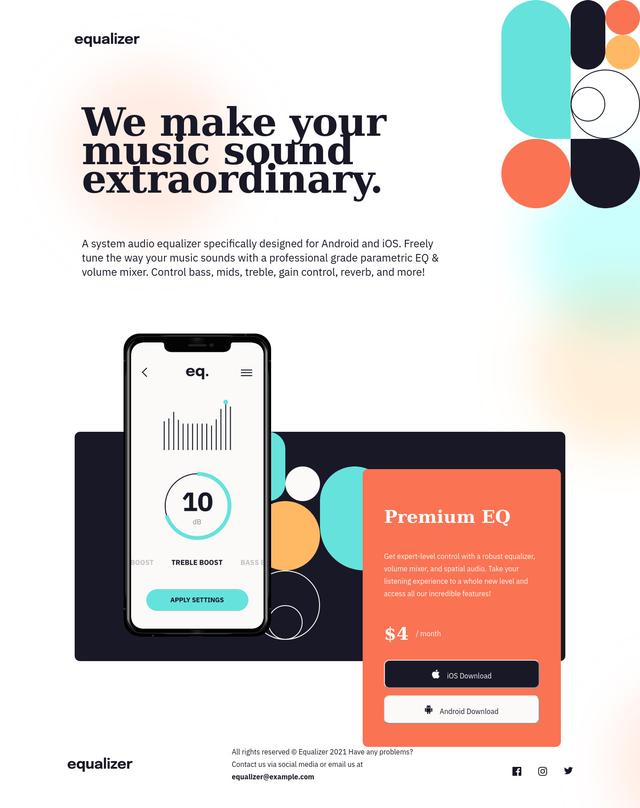 Frontend Mentor | Equalizer Landing Page with basic HTML and CSS, Grid and Flexbox coding ...