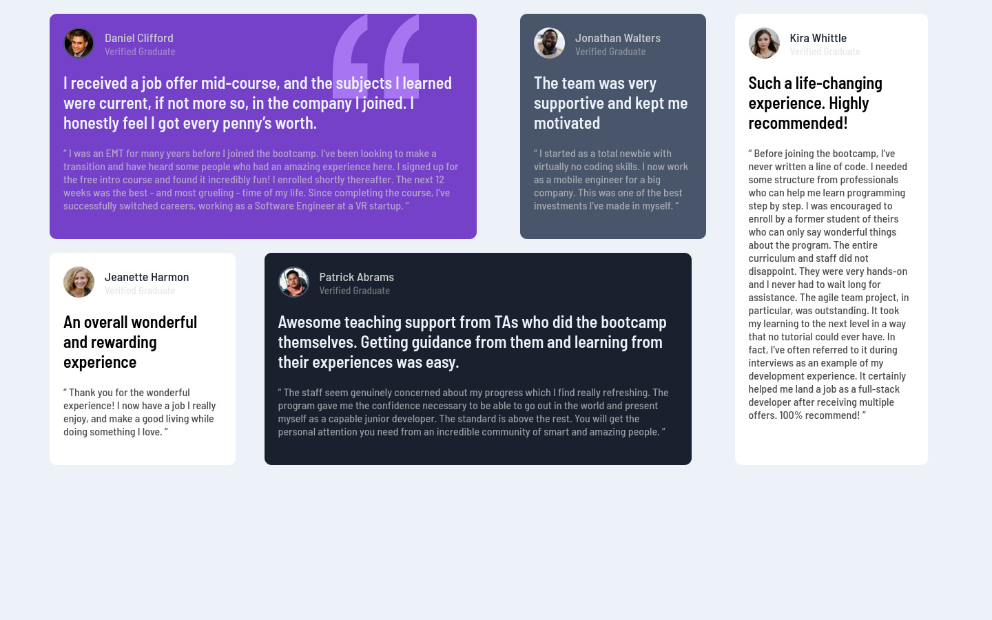 Frontend Mentor Responsive Testimonial Grid Section Using Html Css