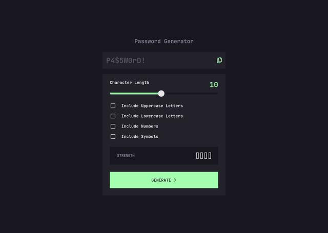 Frontend Mentor Password Generator App Using Html Css And Js Coding