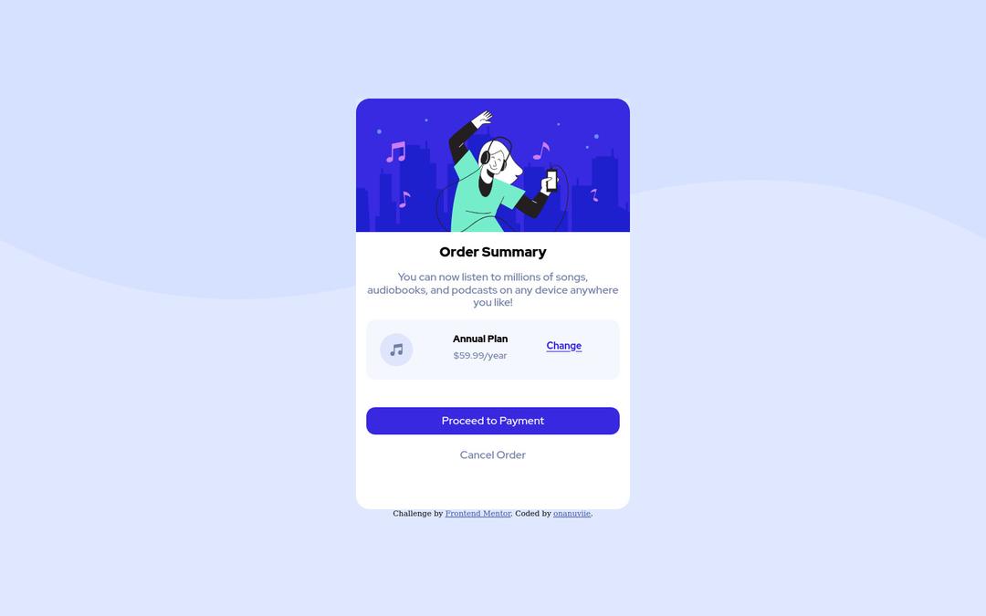 Frontend Mentor | Order Summary using HTML and CSS (Flexbox and Grid was used) coding challenge ...