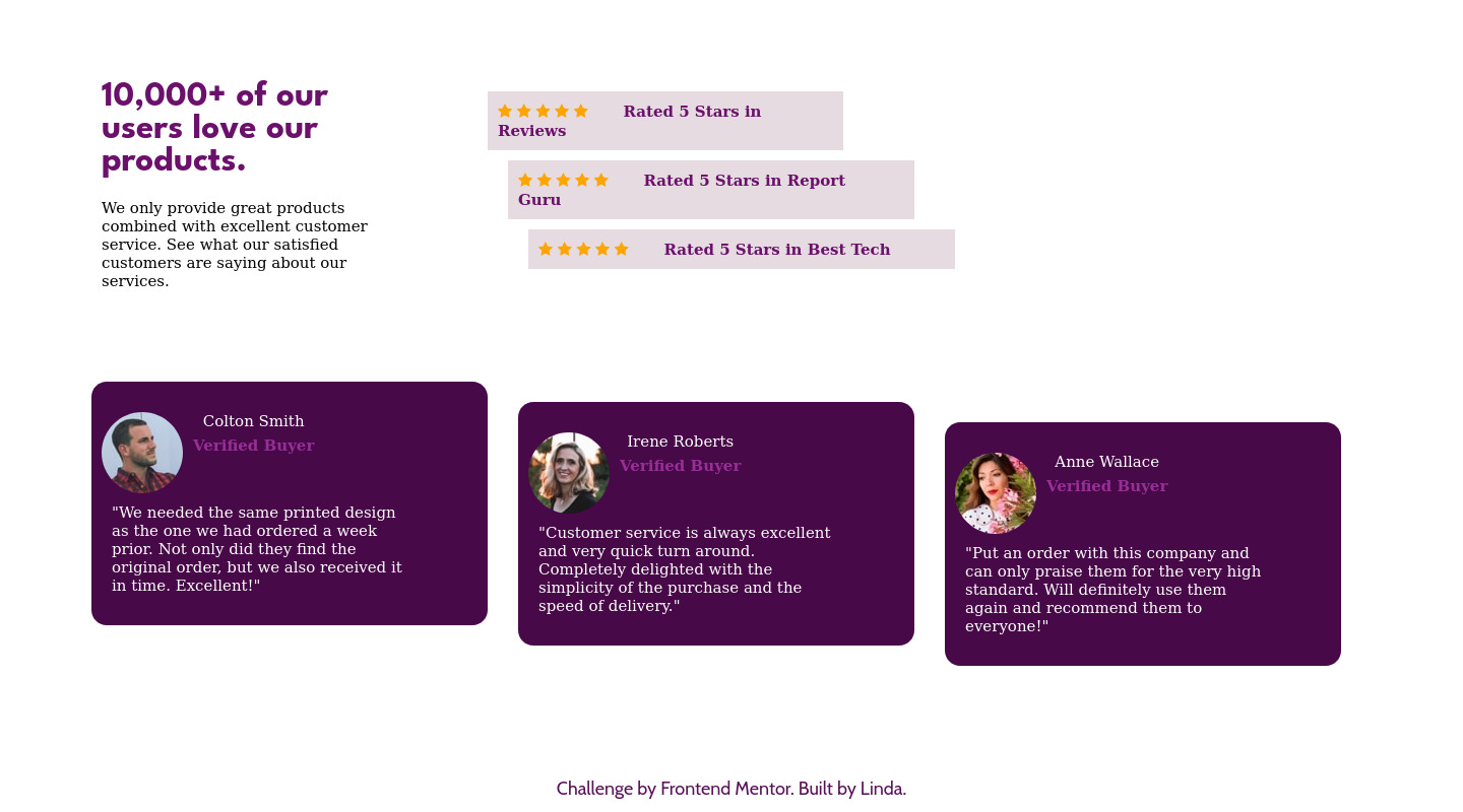 Frontend Mentor | Social proof section using Html and Css flex box coding challenge solution