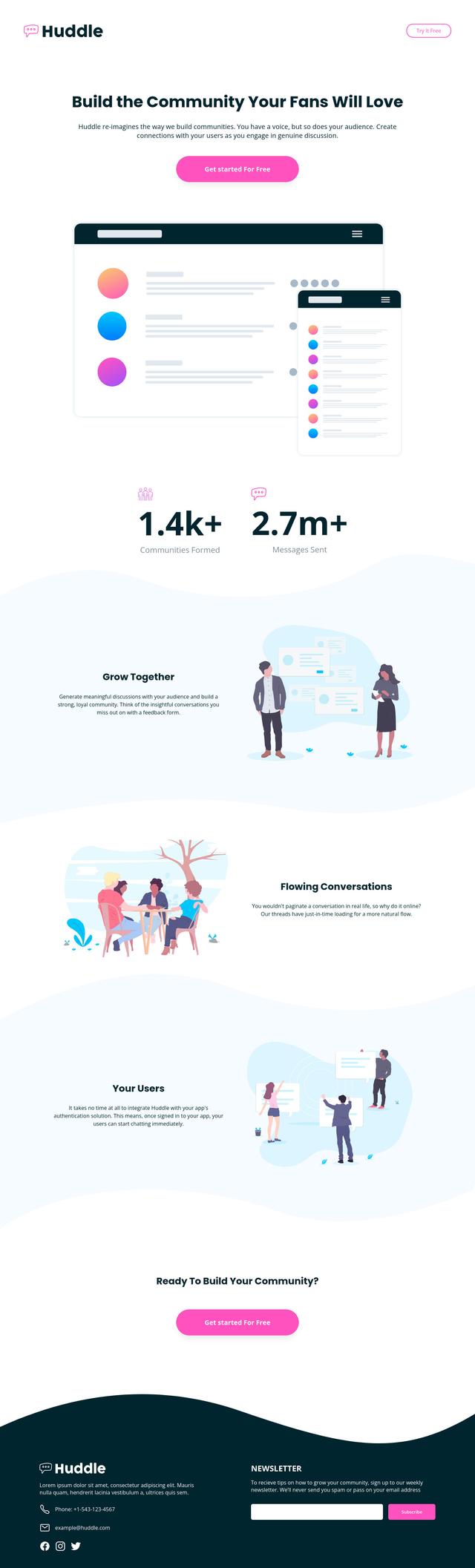 Frontend Mentor | Huddle LP with curved sections, (HTML AND CSS) - adjsvar coding challenge solution