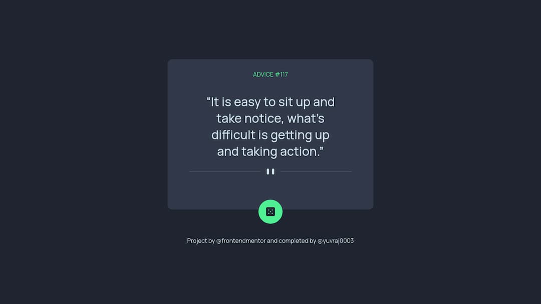 Frontend Mentor | Advice Generator with html , css , javascript and api coding challenge solution