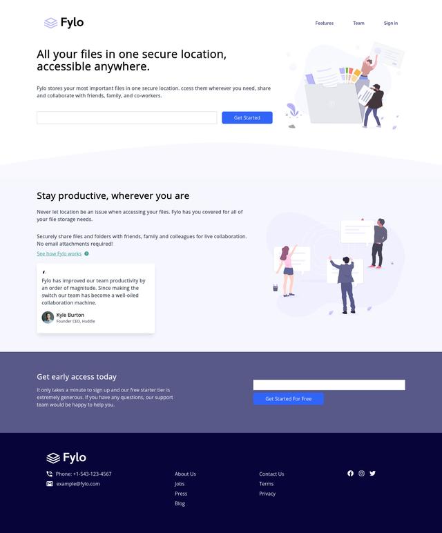 Frontend Mentor | Fylo landing page with two column layout (REACT + TAILWIND CSS) coding ...