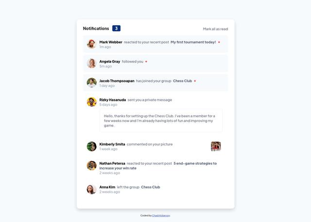 Frontend Mentor Notification Page Using Html Css And Javascript Coding Challenge Solution