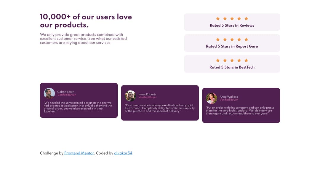 Frontend Mentor | social proof section using css flex coding challenge solution
