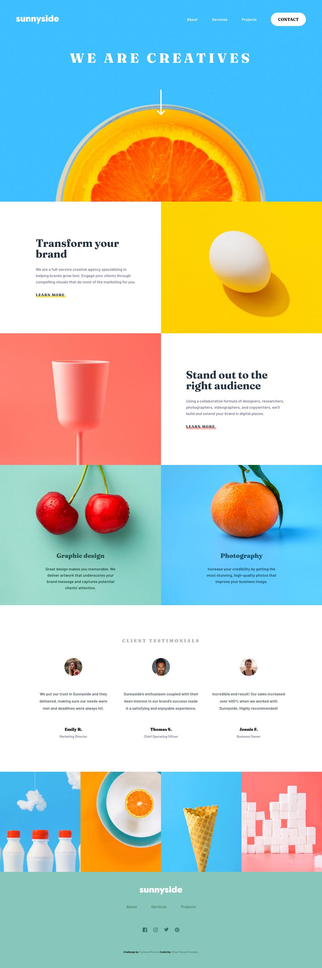Frontend Mentor | Sunnyside Agency Landing Page using Tailwindcss coding challenge solution