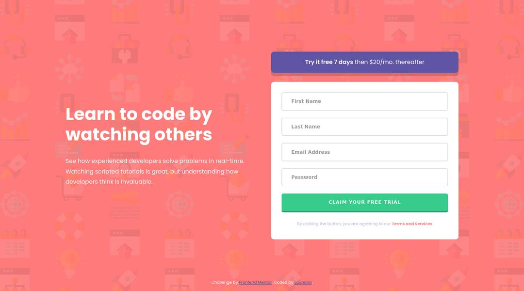 Frontend Mentor | Intro component with signing up form using flexbox coding challenge solution