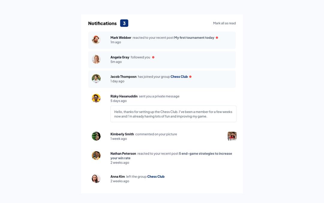 Frontend Mentor | Notifications using TailwindCSS and Next.js coding challenge solution