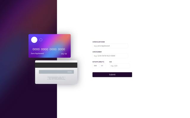Frontend Mentor | Interactive card details with form validation using Javascript coding ...