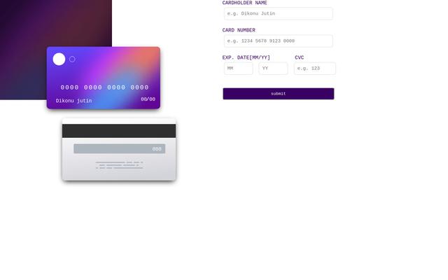 Frontend Mentor Credit Card Using Css And Javascript Coding Challenge Solution