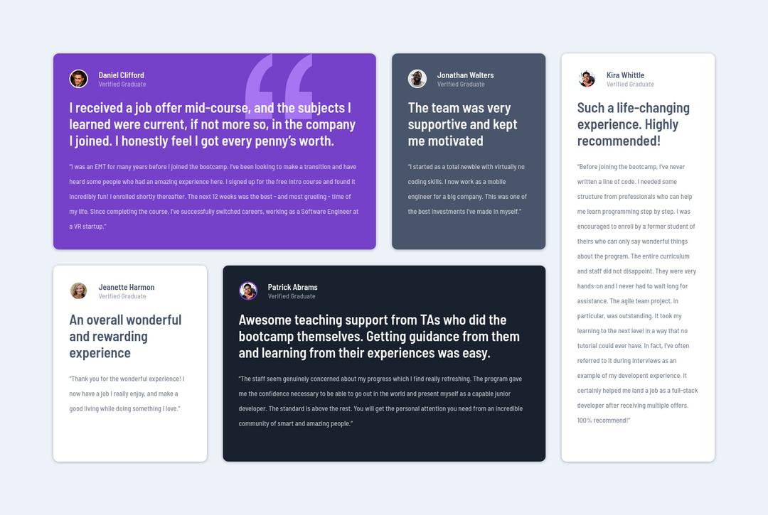 Frontend Mentor | Responsive Testimonials Grid using CSS Grid coding ...