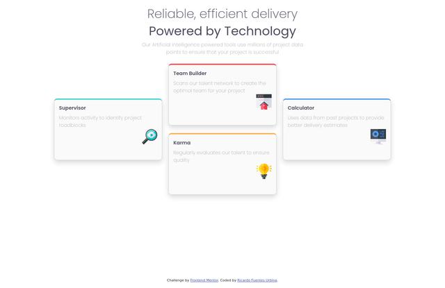 Frontend Mentor | Four card feature section using CSS, HTML and Bootstrap coding challenge solution