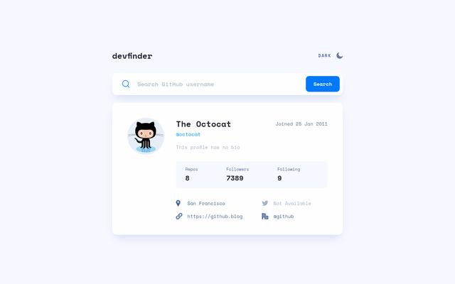 Frontend Mentor | GitHub User Search App using React coding challenge solution