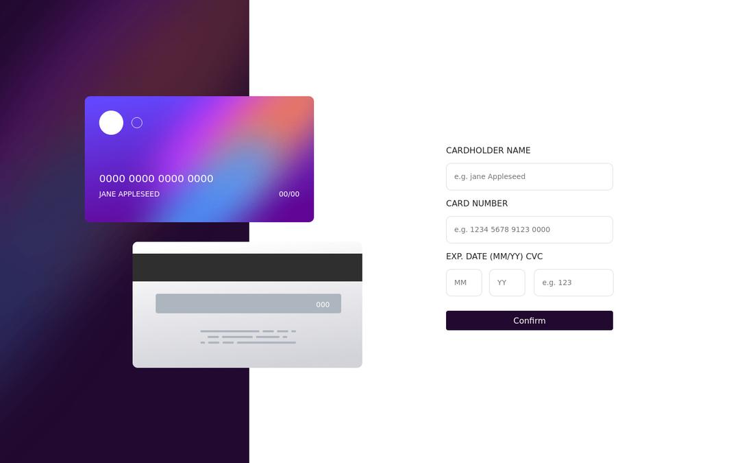 Frontend Mentor | Interactive Card Details using Bootstrap coding challenge solution