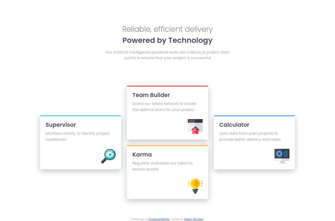 Frontend Mentor | Responsive four card feature selection with additional layout coding challenge ...