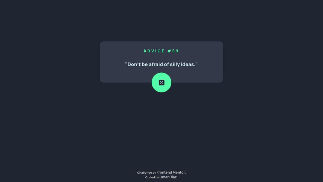 Frontend Mentor | Advice generator app using a API with responsive design coding challenge solution