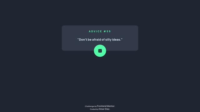 Frontend Mentor | Advice generator app using a API with responsive design coding challenge solution