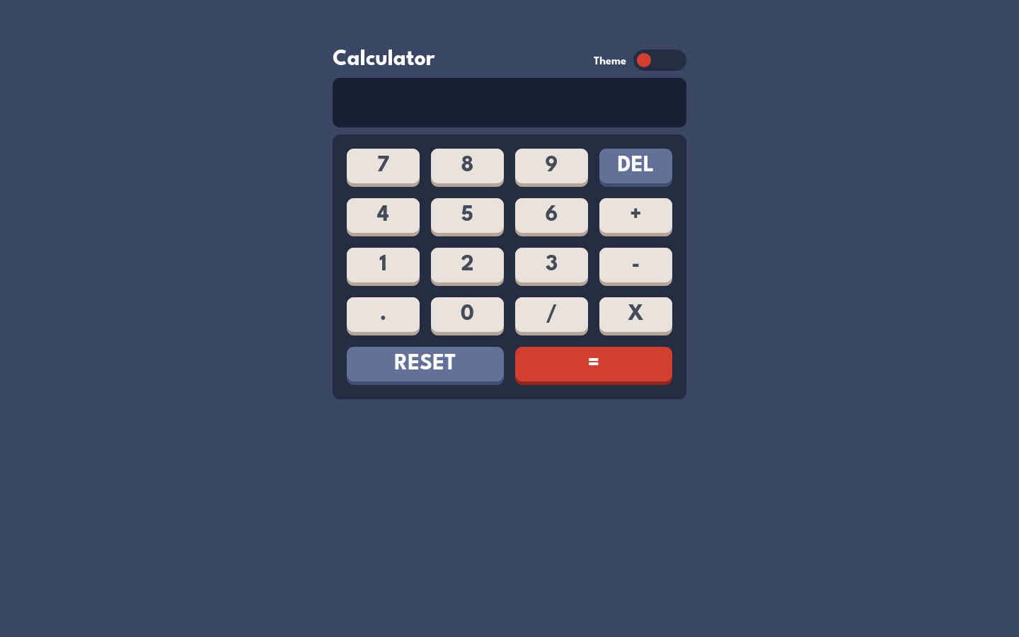Frontend Mentor | Calculator App using React with styled-components coding challenge solution