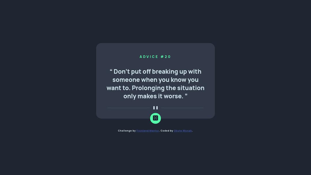 Frontend Mentor | Advice Generator using HTML, CSS and JavaScript coding challenge solution