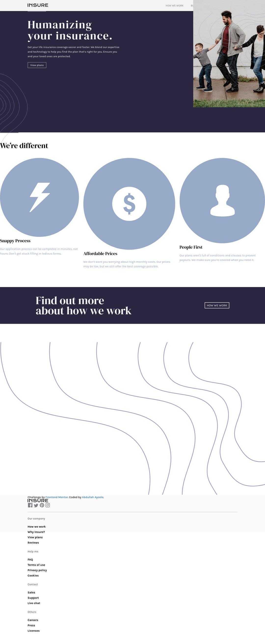 Frontend Mentor | Responsive insure landing page built using HTML CSS and JavaScript coding ...