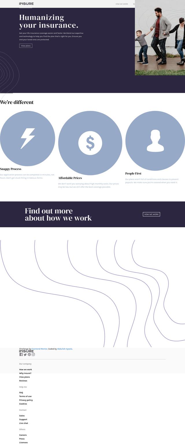 Frontend Mentor | Responsive insure landing page built using HTML CSS and JavaScript coding ...