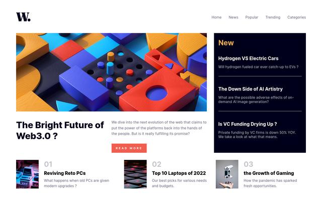 Frontend Mentor | Responsive New Homepage using html css & JS. coding challenge solution