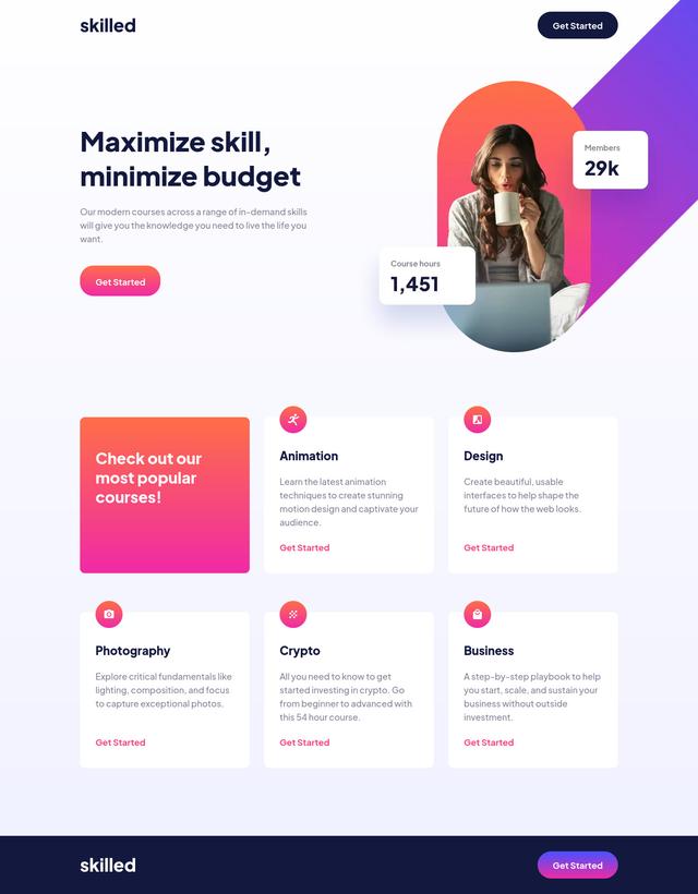 Frontend Mentor | skilled e-learning landing page Vanilla HTML & CSS coding challenge solution