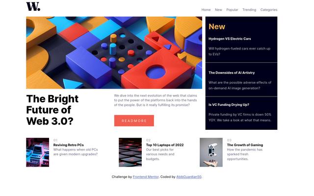 Frontend Mentor | News Homepage with CSS Grid and @media coding challenge solution