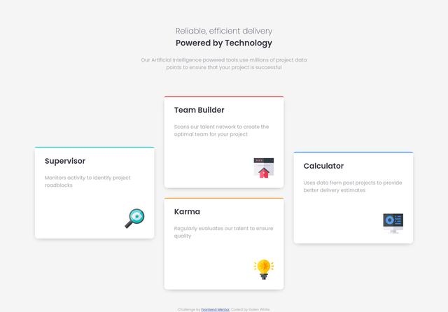 Frontend Mentor | Four Card Feature Section using flexbox coding challenge solution