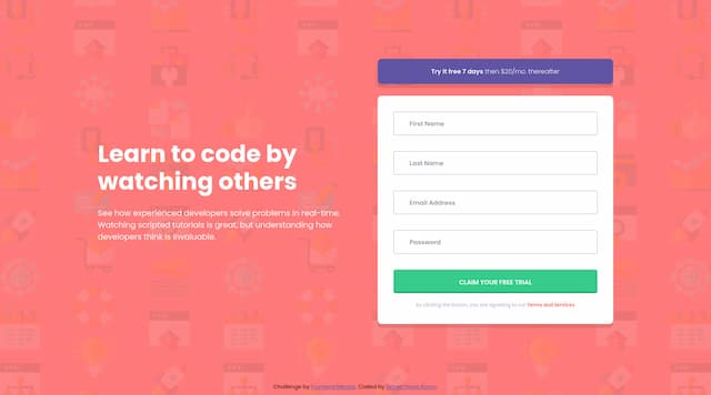 Frontend Mentor | Intro component with sign-up form coding challenge solution