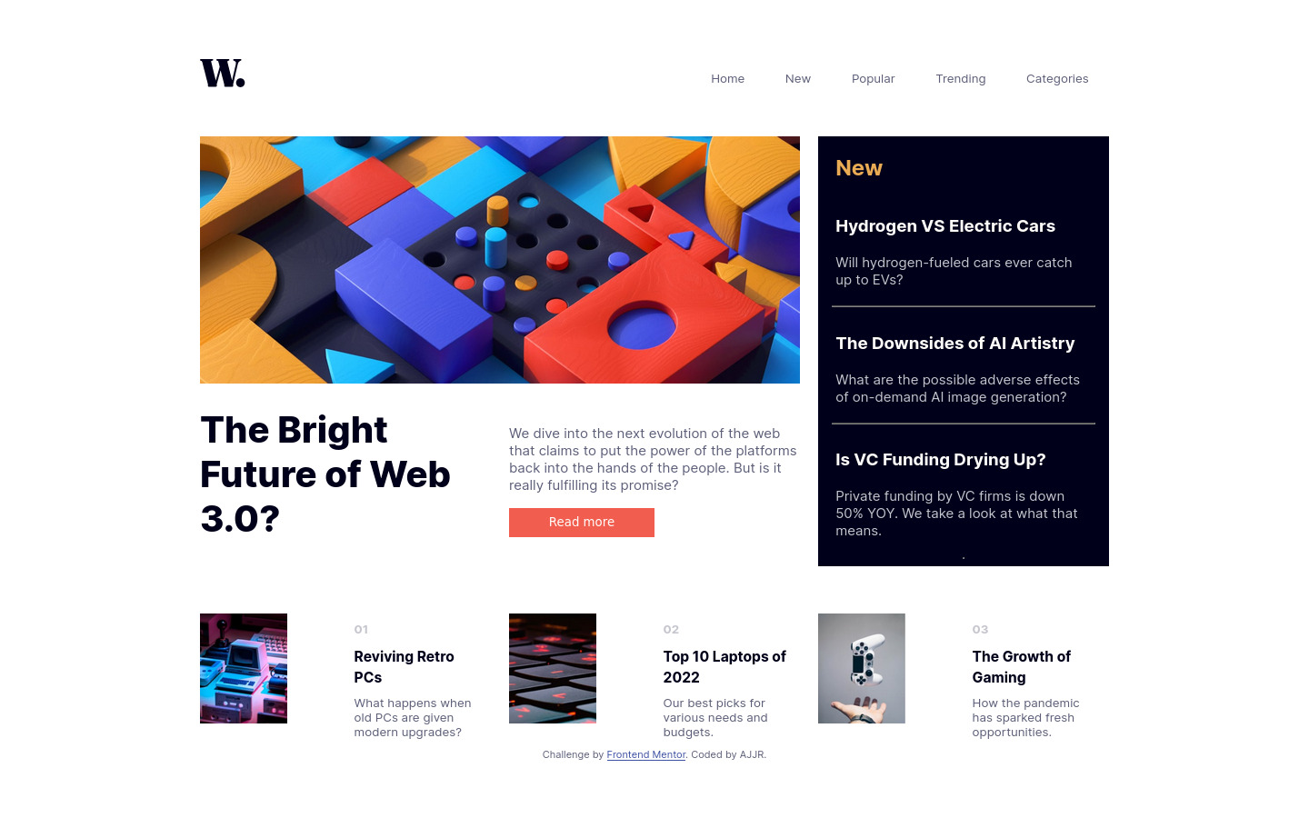 Frontend Mentor | News homepage using Grid and Flexbox coding challenge solution