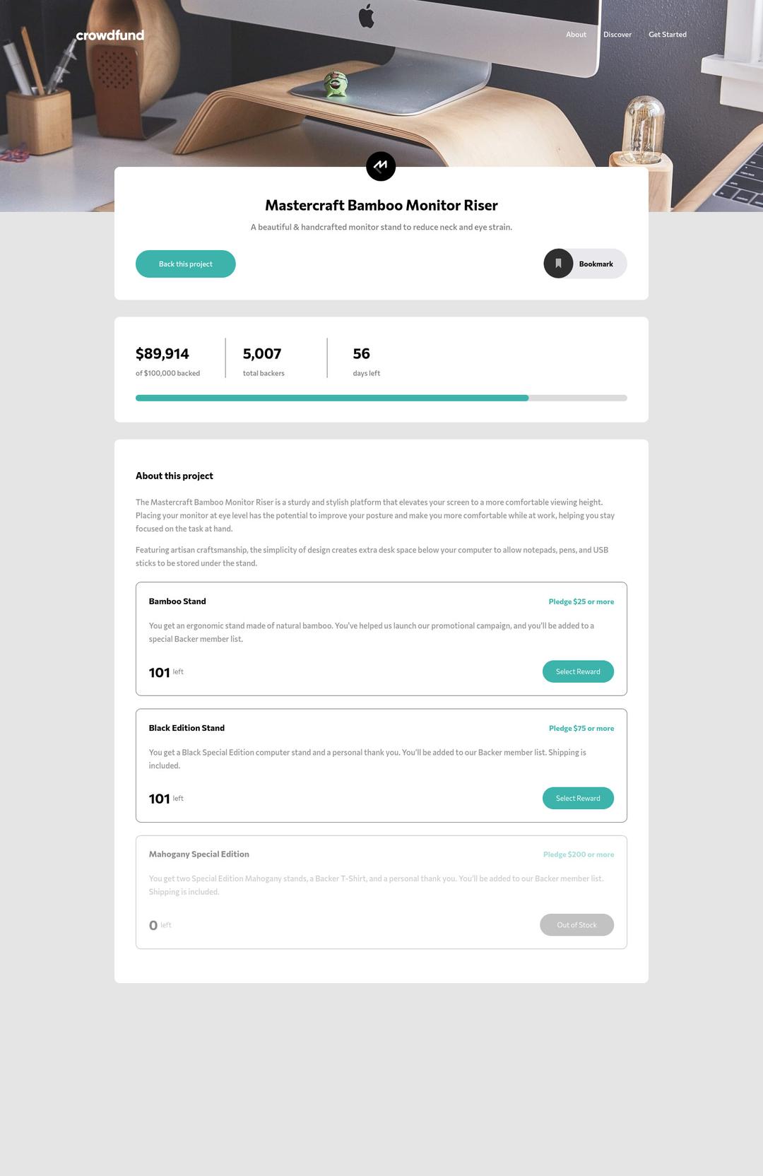 Frontend Mentor | Crowdfunding Product Page using Html Css JavaScript coding challenge solution