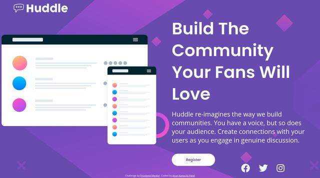 Frontend Mentor Huddle Landing Page Responsive Using Pure Css Coding Challenge Solution