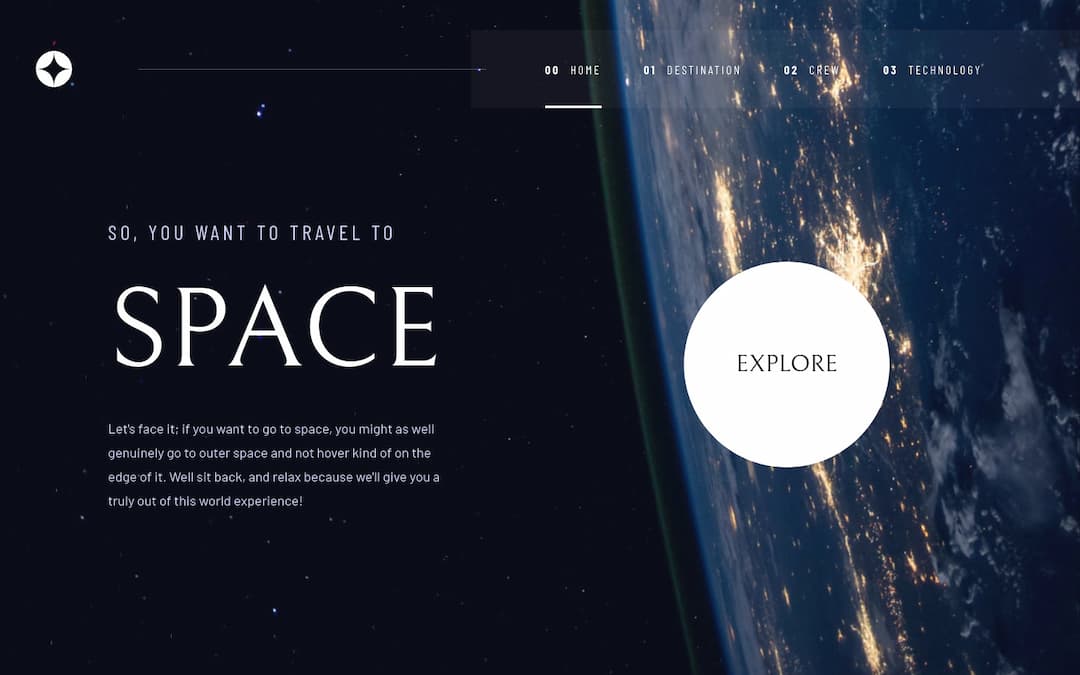 Frontend Mentor | Space Tourism with Reactjs & Tailwind css coding challenge solution