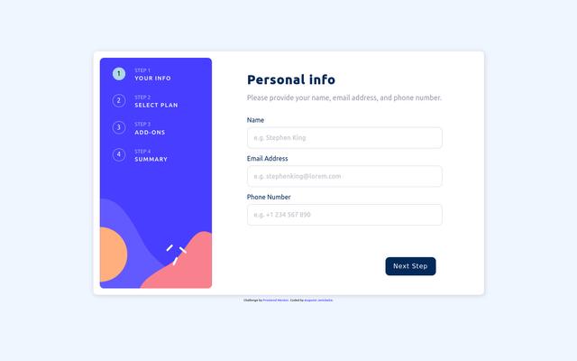 Frontend Mentor Multi Step Form With Object Oriented Js Coding Challenge Solution