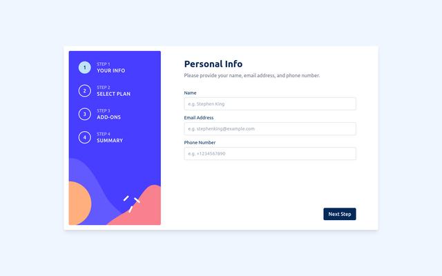 Frontend Mentor | Responsive Multi-step form using React & Tailwind ...