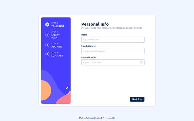 Frontend Mentor Multi Step Form [using React Js And Sass] Coding