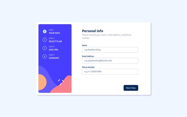 Frontend Mentor | Responsive Multi Step Form With React And Styled-Components coding challenge ...