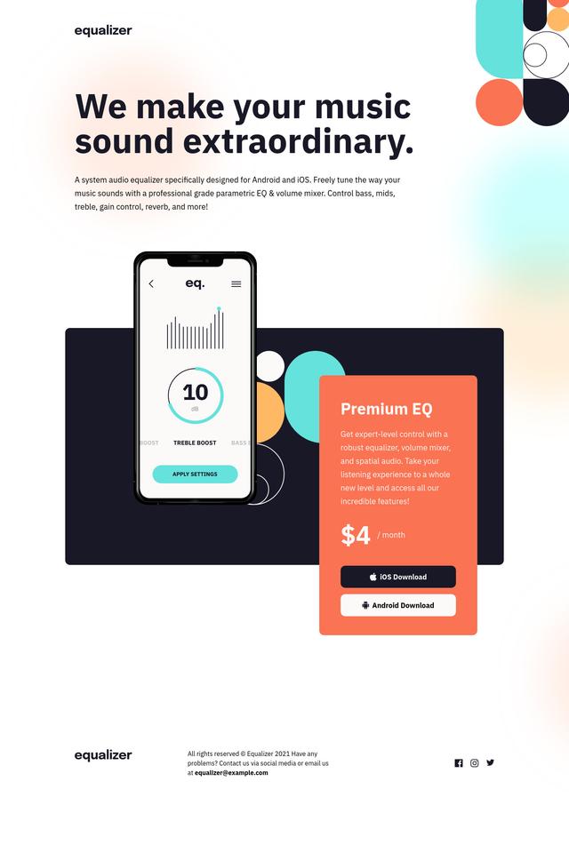 Frontend Mentor | Equalizer Landing Page | Built w/ TailWind CSS 👨‍💻 coding challenge solution