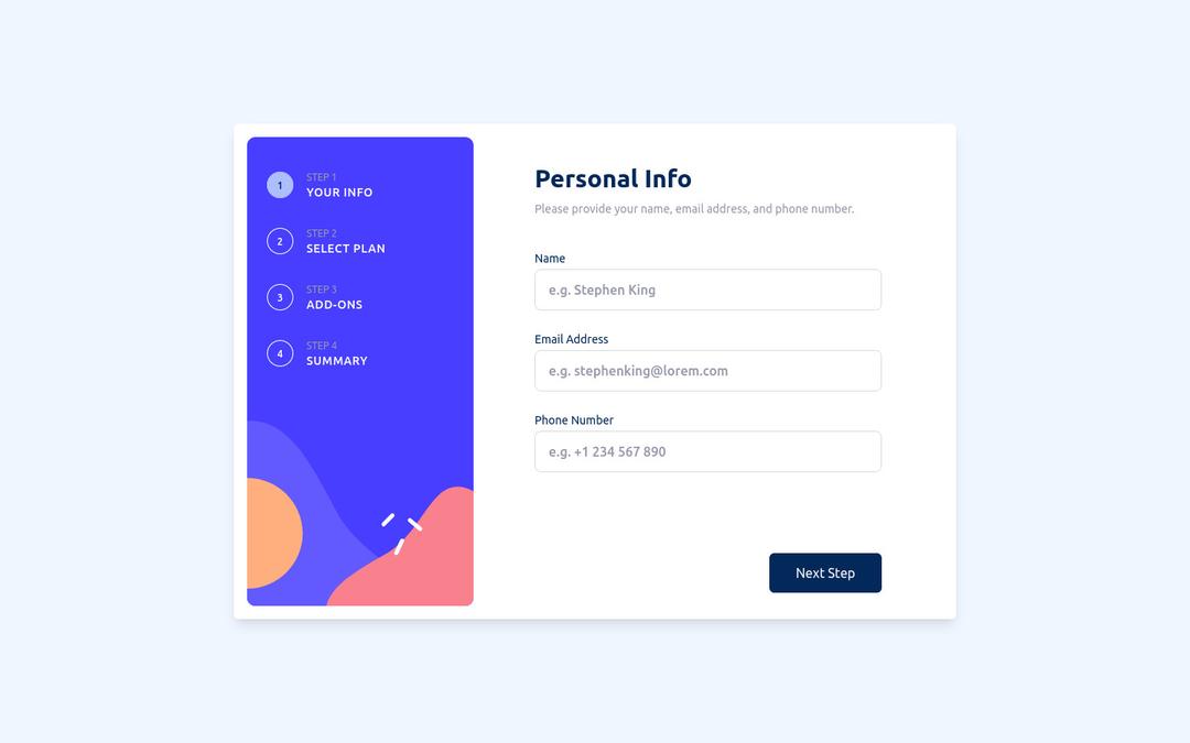 Frontend Mentor | Multi Step Form, Tailwind, Vue, FormKit, Vite coding challenge solution