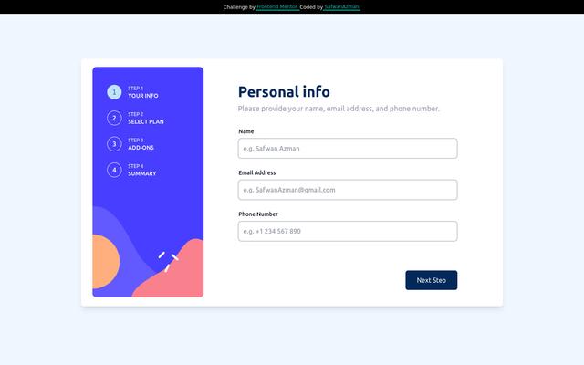 Frontend Mentor Multi Step Form Using Next Js And Tailwindcss Coding Challenge Solution