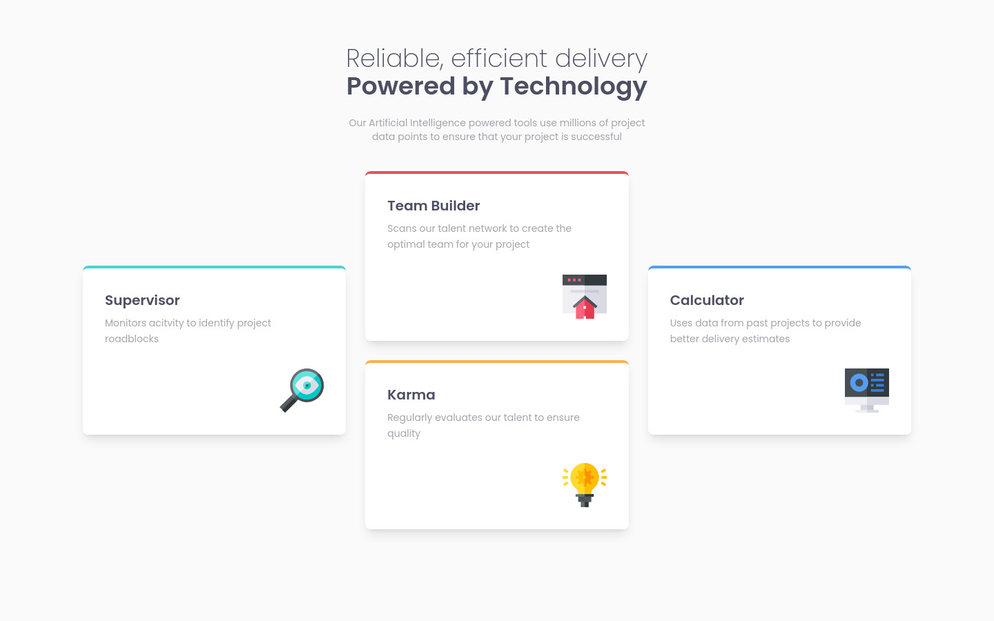 Frontend Mentor | Four card feature section made using Tailwind CSS (Grid and Flexbox) coding ...