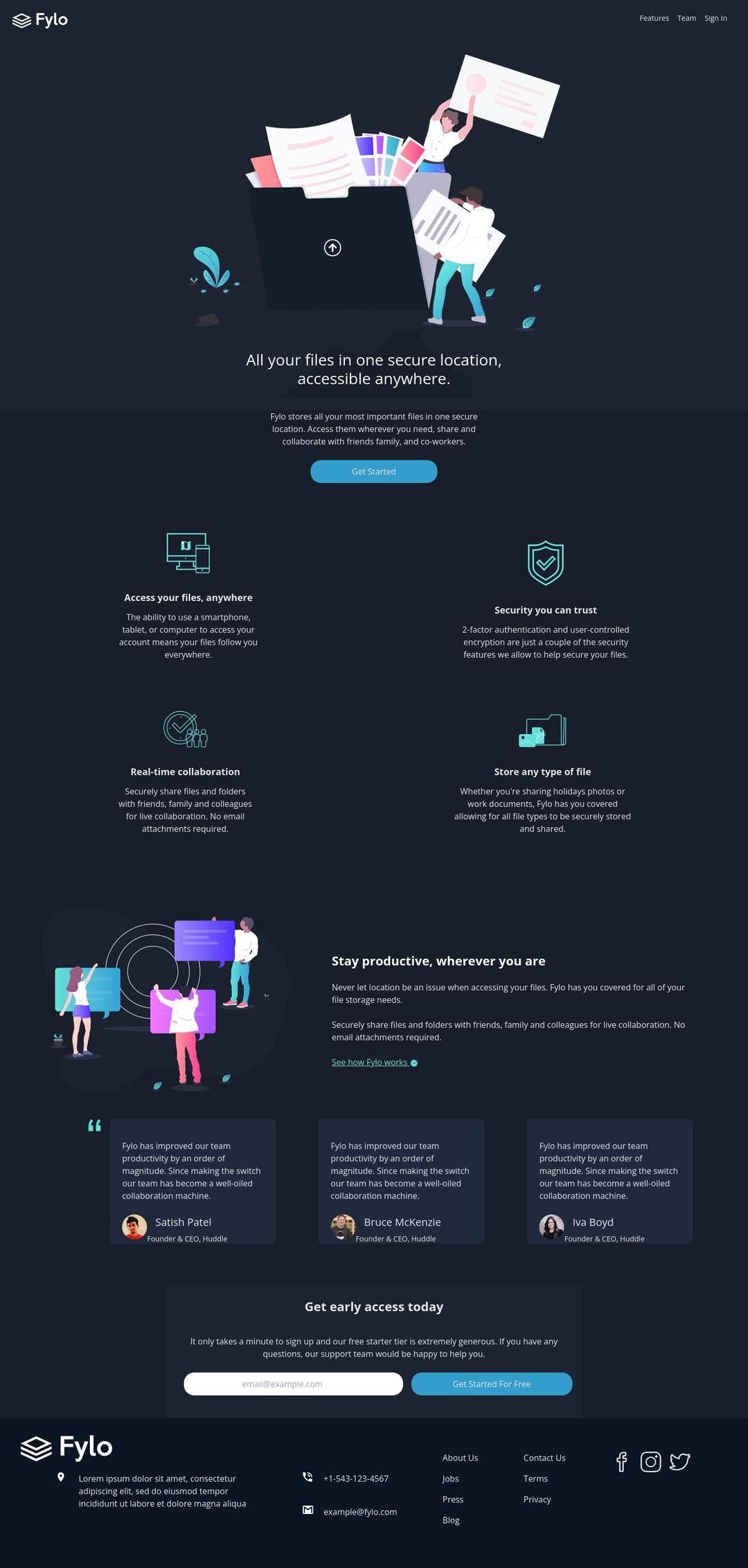Frontend Mentor | flyo-dark-theme-landing-page coding challenge solution