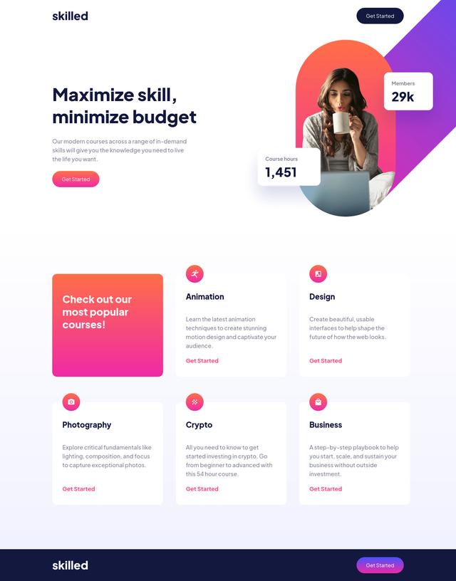 Frontend Mentor | Skilled e-learning landing page - HTML + CSS coding challenge solution
